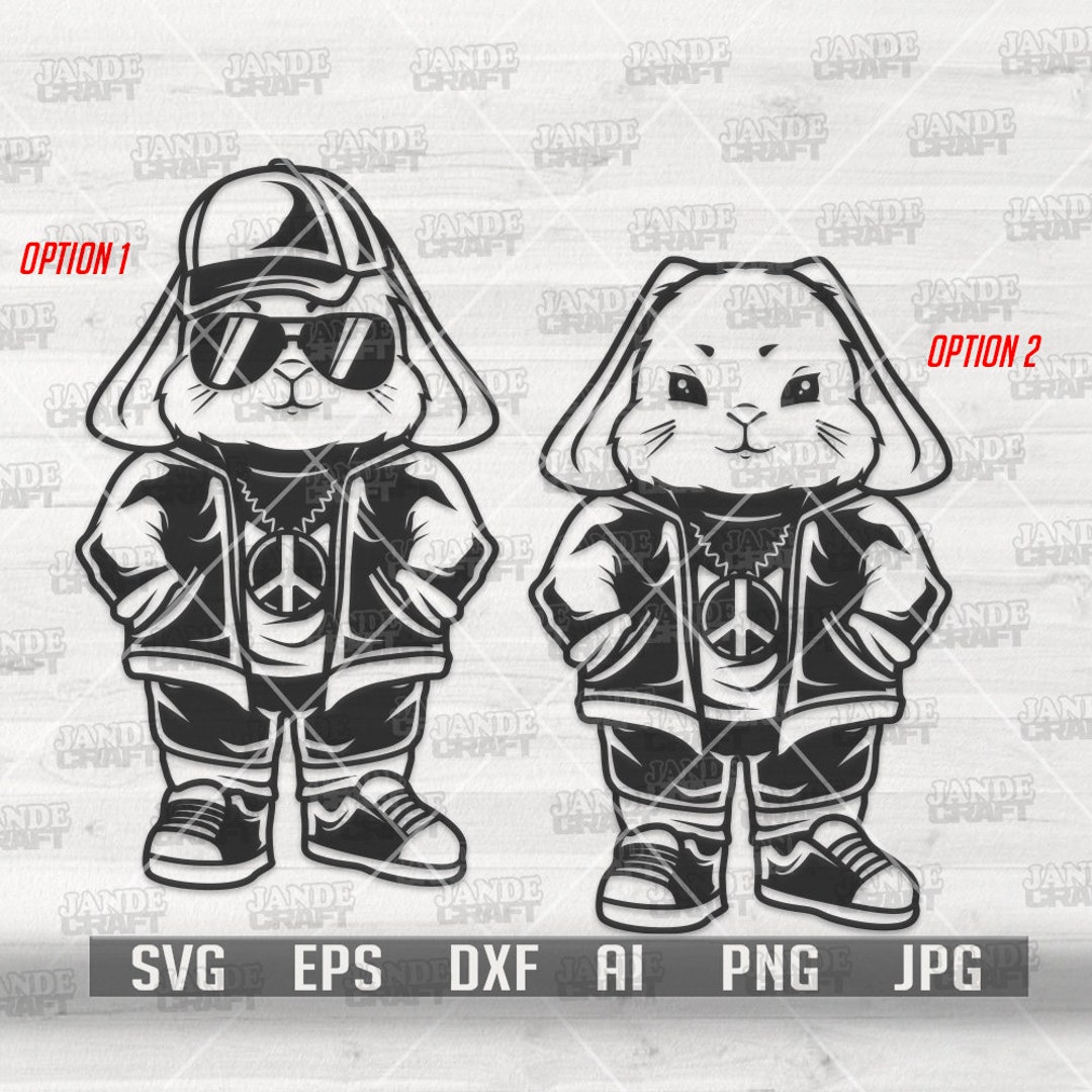 Cool Bunny Svg | Hipster Rabbit Clipart | Hippie Animal Cutfile ...