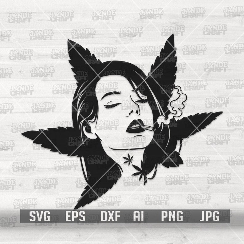 Sexy Girl Smoking Joint Svg | Smoking Weed Svg | Rasta Girl Svg | Dope ...