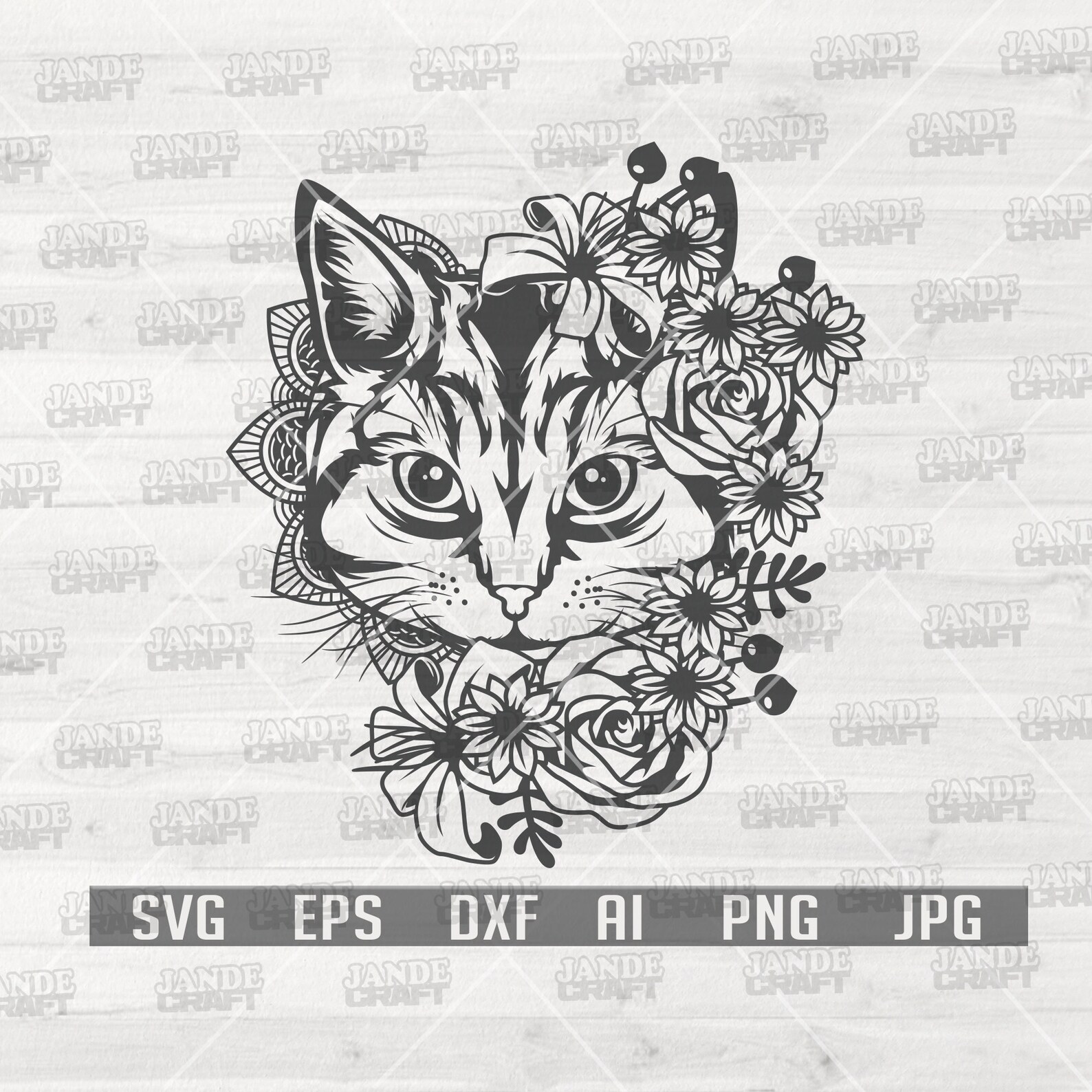Floral Cat Svg Floral Animal Svg Flower Cat Svg Cat Svg - Etsy