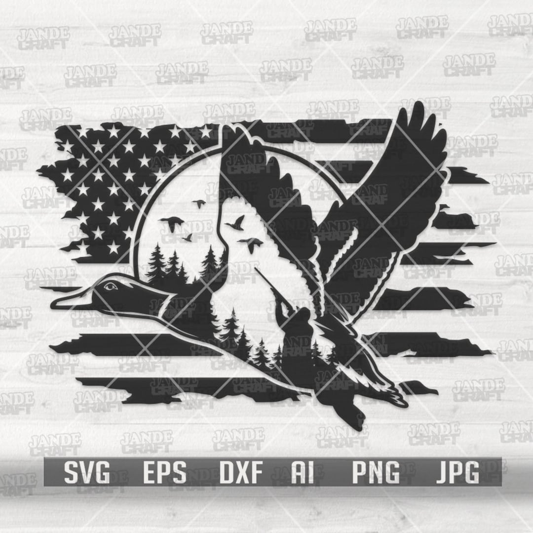 US Wild Duck Hunting Svg | Lake Scene Clipart | Camping Stencil ...