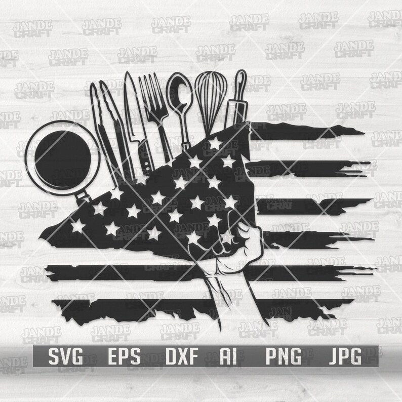 US Flag Chef Svg Cooking Dad Clipart USA Cook Stencil - Etsy