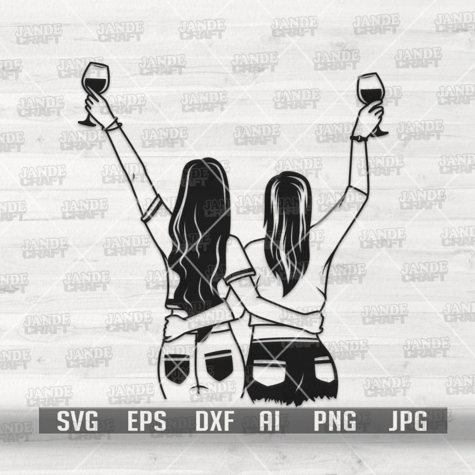 Girl Best Friends With Red Wine Svg Champagne Toast Clipart - Etsy