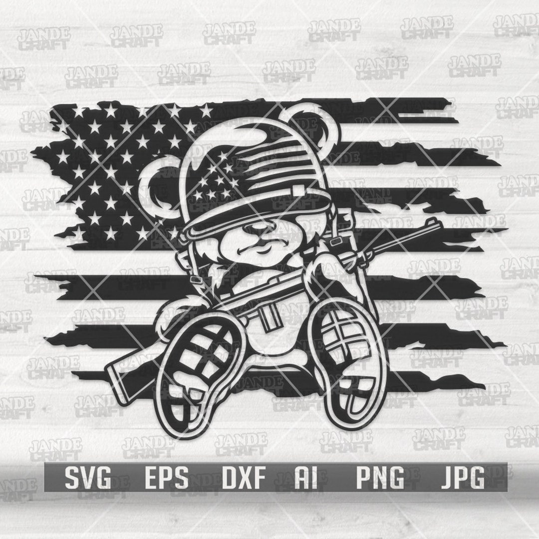 US Soldier Teddy Bear Svg | Military Animal Clipart | Hipster Combat ...