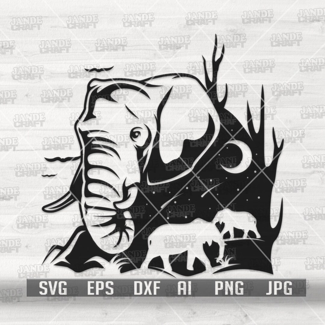 Elephant Scene Svg | Elephant Svg | Cute Elephant Clipart | Elephant ...