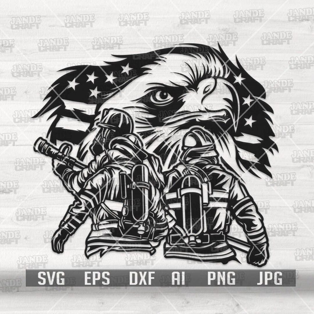 Firefighter Svg | Fireman Dad Clipart | Patriotic Eagle Cutfile | First ...