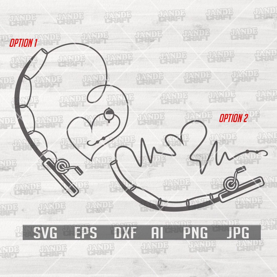 Fishing Svg | Fishing Line Clipart | Love Fish Line Cutfile | Heart ...