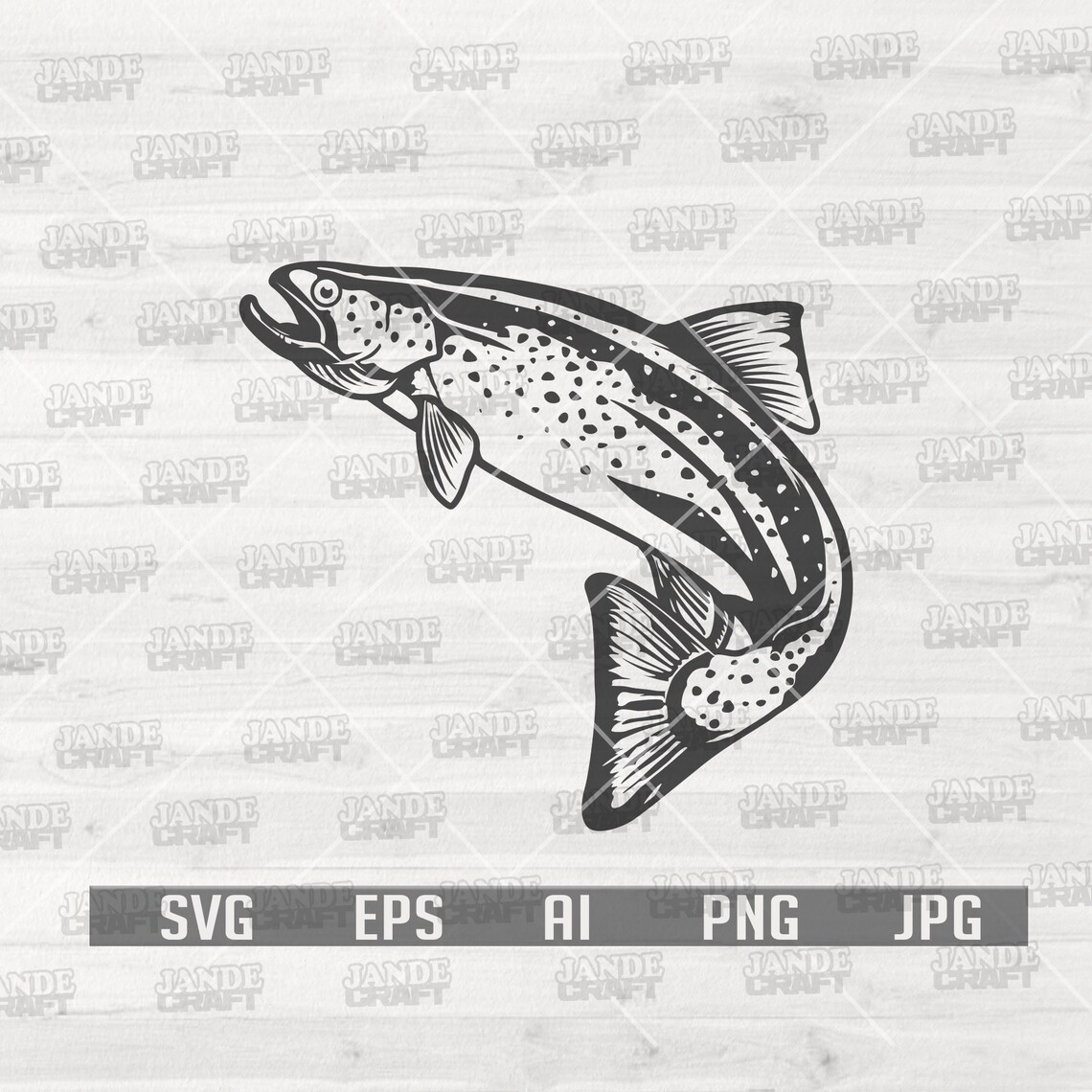 Trout Fish Svg Fresh Water Fishing Clipart Lake Angling | Etsy