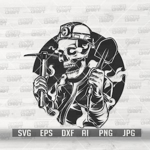 Mining Skull Svg | Miner Dad Clipart | Mine Tools Cutfile | Spotlight ...