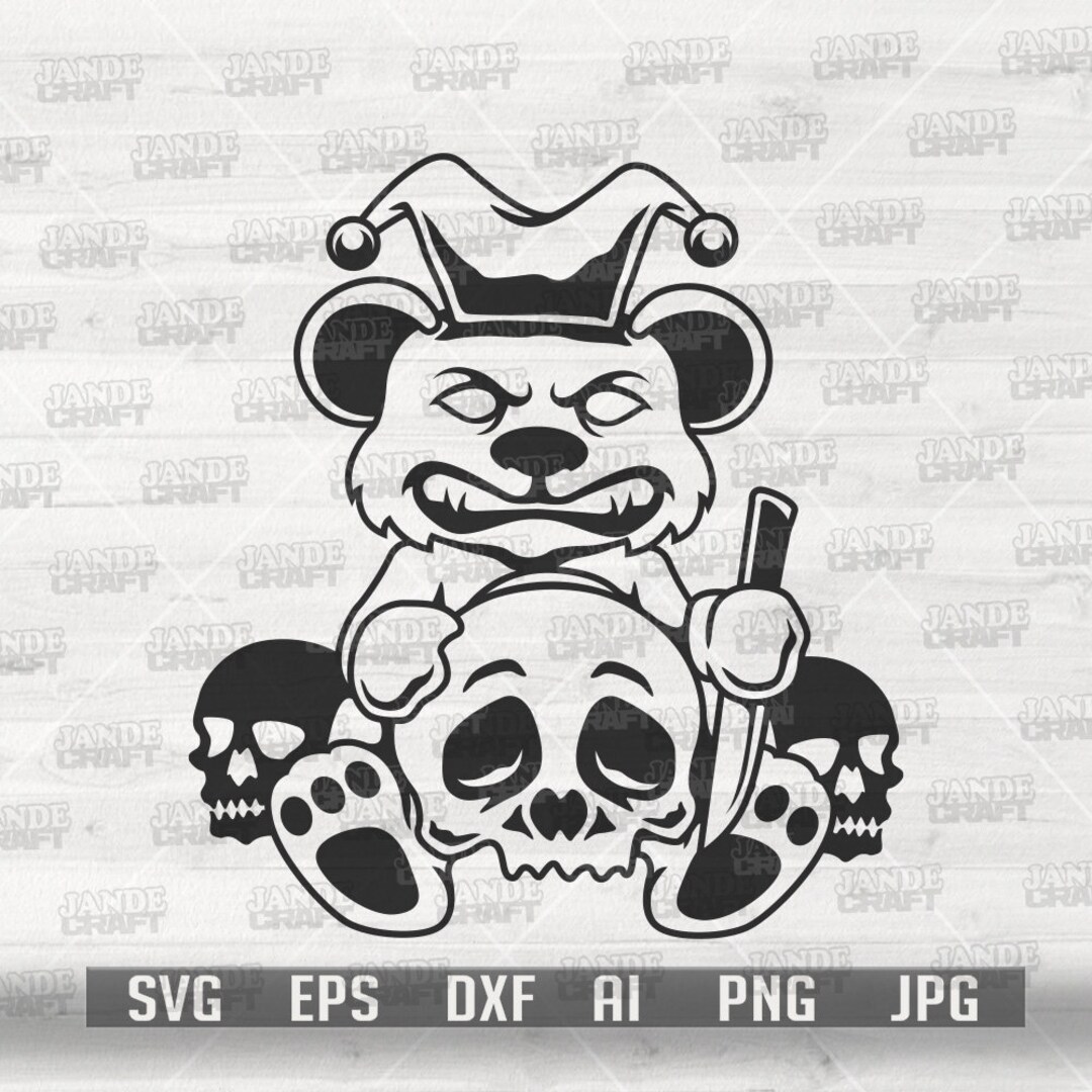 Scary Teddy Svg Brown Bear Skull Clipart Cute Halloween Shirt Png Joker ...