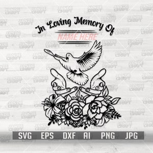 In Loving Memory of Sign Svg Memorial Label Cut File Floral Dove ...