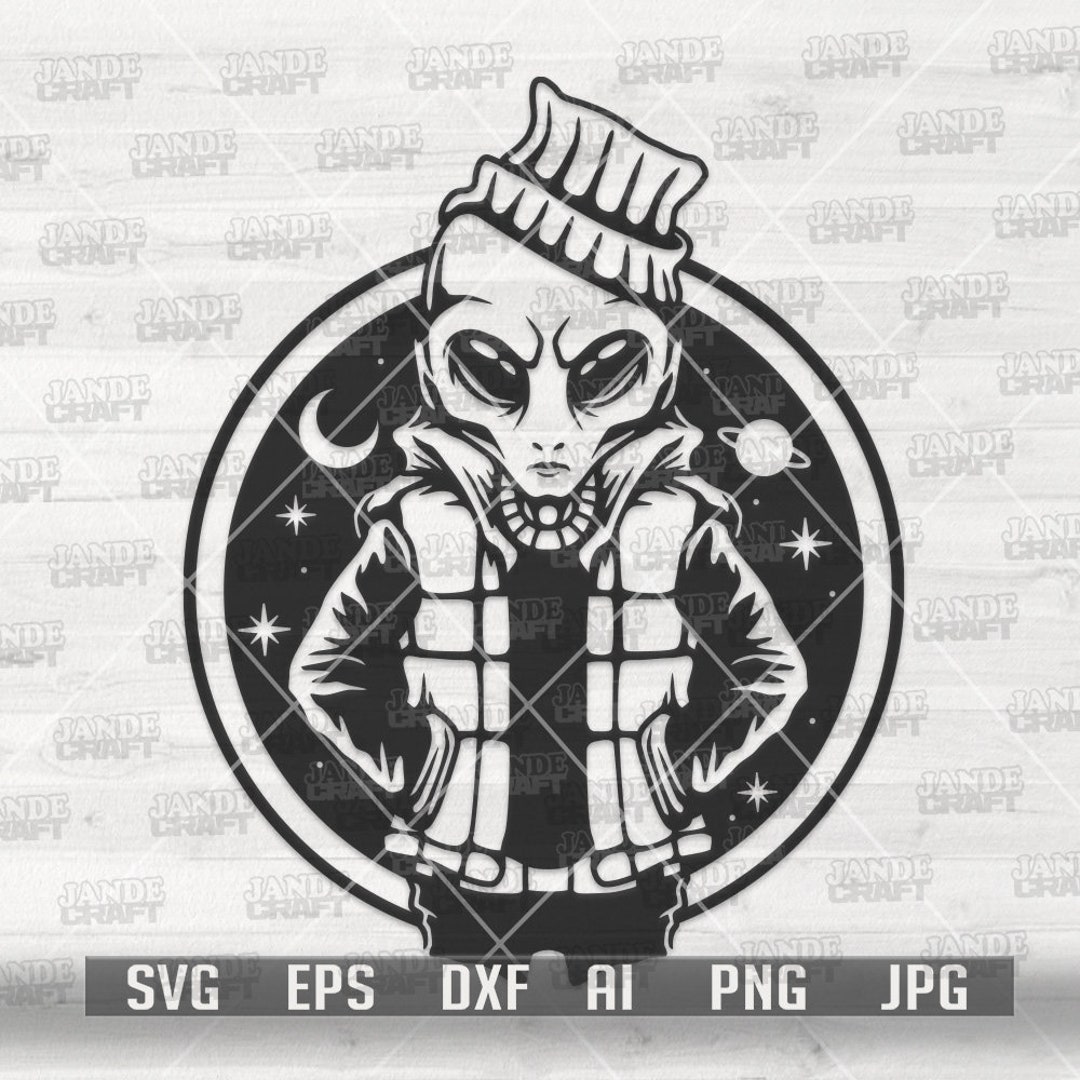 Alien Hipster Svg Hippie Green Being Clipart Alien King Cutfile Cool ...