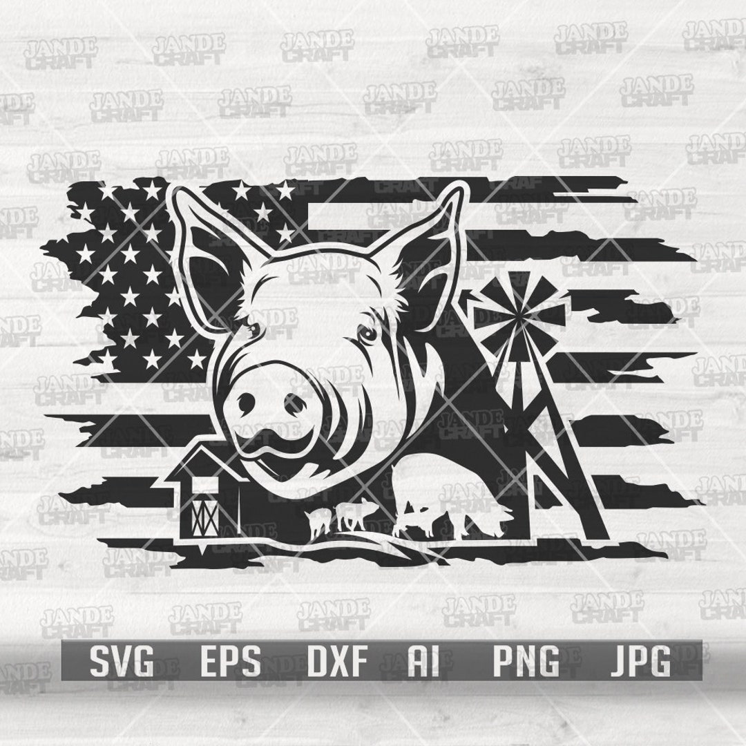 US Farm Pig Svg | US Farm Monogram | Pig Clipart | Pig Cutfile | Pig ...