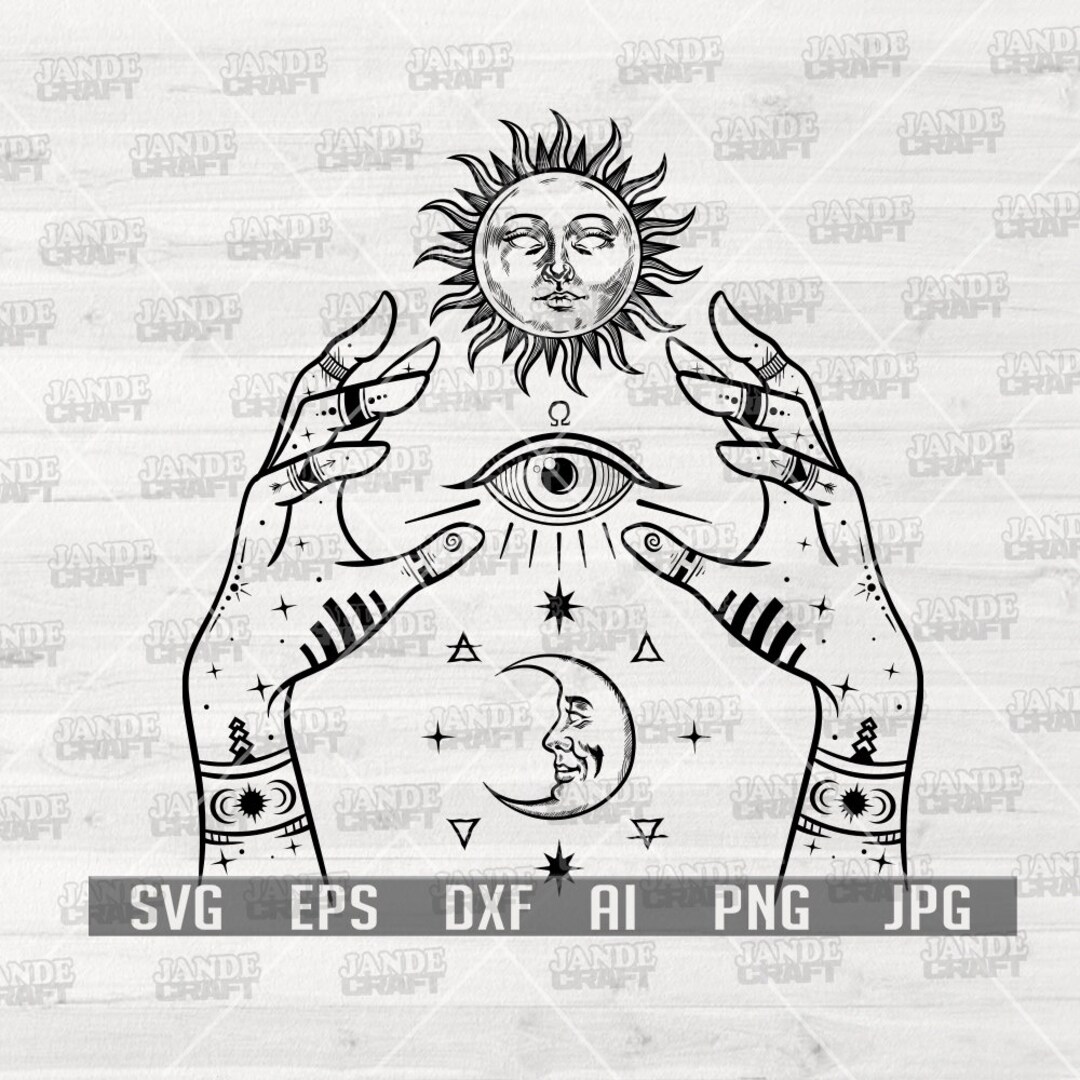 Mystical Moon Sun Hand Svg | Celestial Svg | Moon Svg | Sun Svg ...