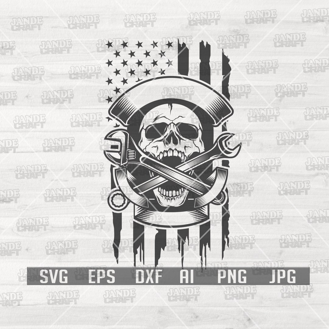 Mechanic Svg | US Mechanic Skull Svg | Mechanic Shirt Svg | US Flag Svg ...
