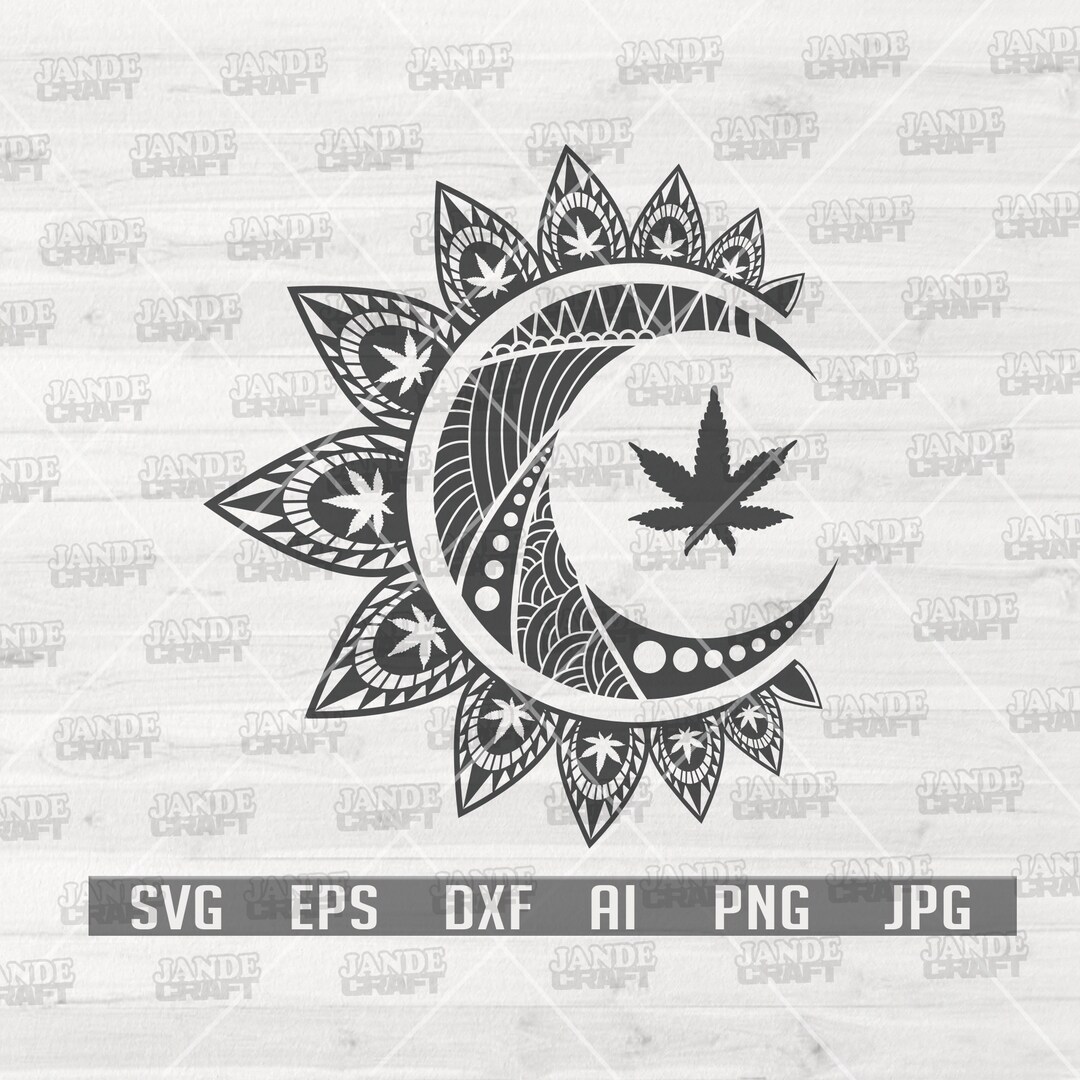 Mandala Weed Moon Svg Mandala Svg Mandala Cut Files Weed Svg Weed Cut ...