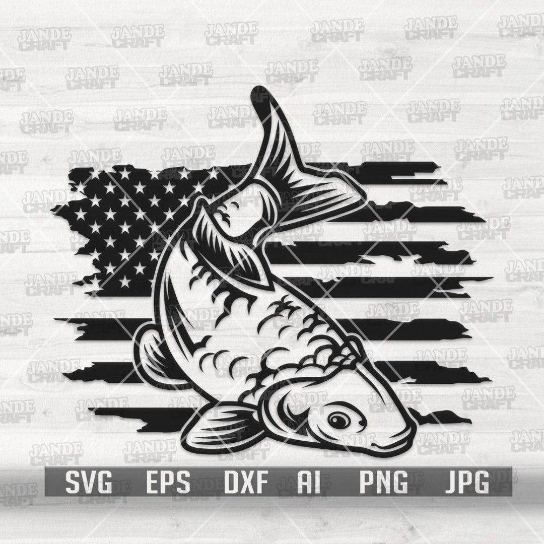 Fishing Svg | Carp Fish Clipart | Fresh Water Catch Dxf | Lake Fishing ...