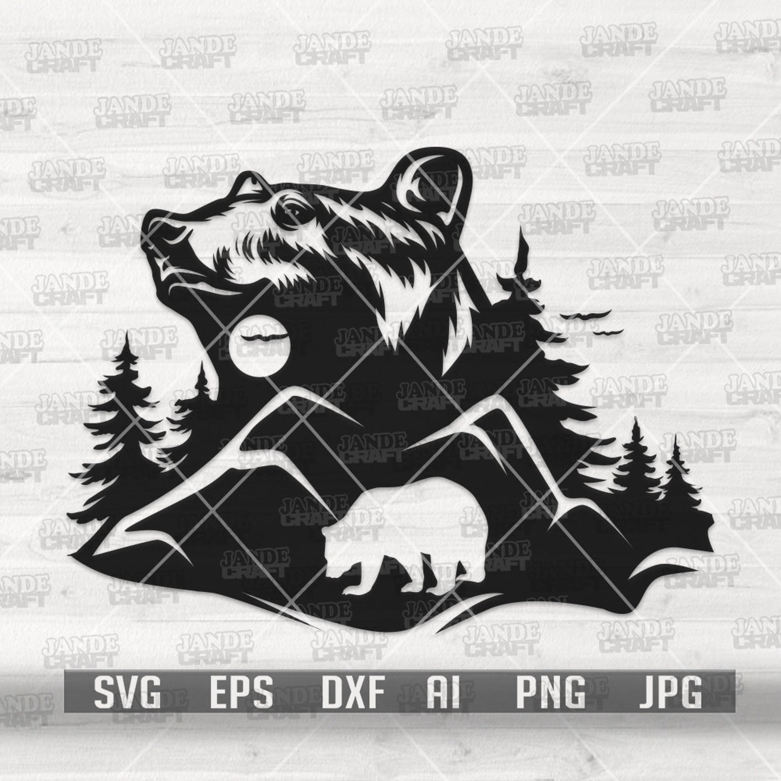 Bear Scene Svg | Bear Svg | Bear Clipart | Bear Cutfile | Bear Png ...