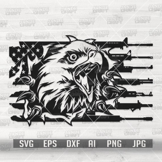 US Flag Tear off Military Eagle Svg Patriotic Animal Clipart | Etsy