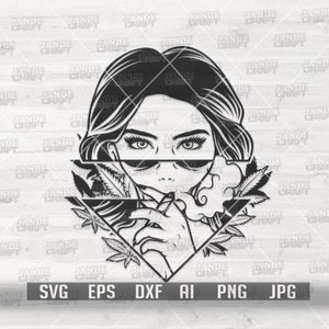 Sexy Girl Alien Smoking Weed Svg Cannabis Clipart Kush Joint Dxf ...