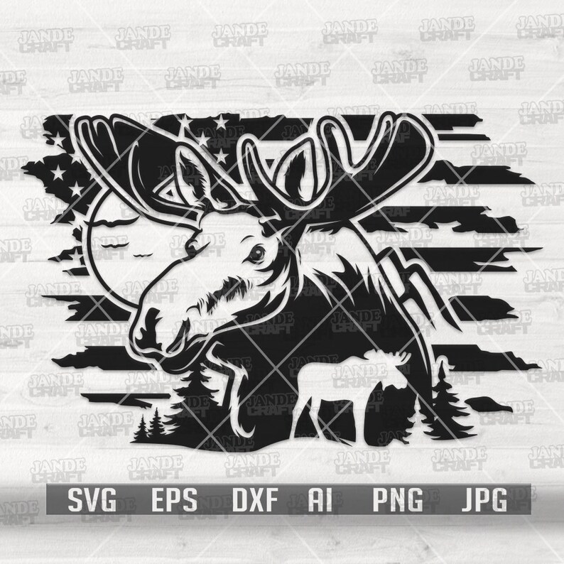 US Moose Scene Svg Moose Svg Moose Clipart Moose Cutfile - Etsy
