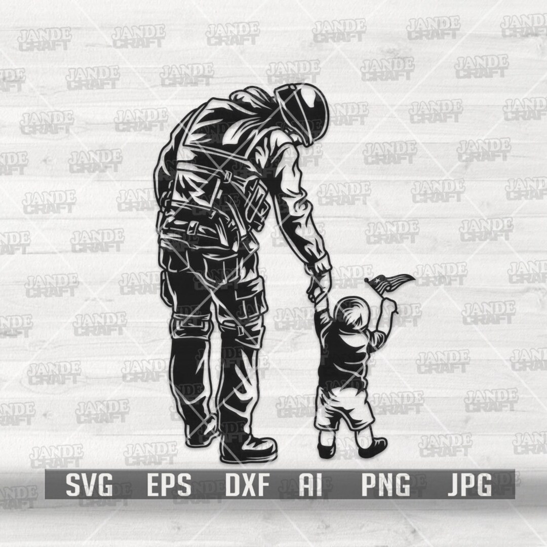Soldier Father and Son Svg | Military Dad Clipart | Veteran Gift Idea | Patriotic Shirt Png ...