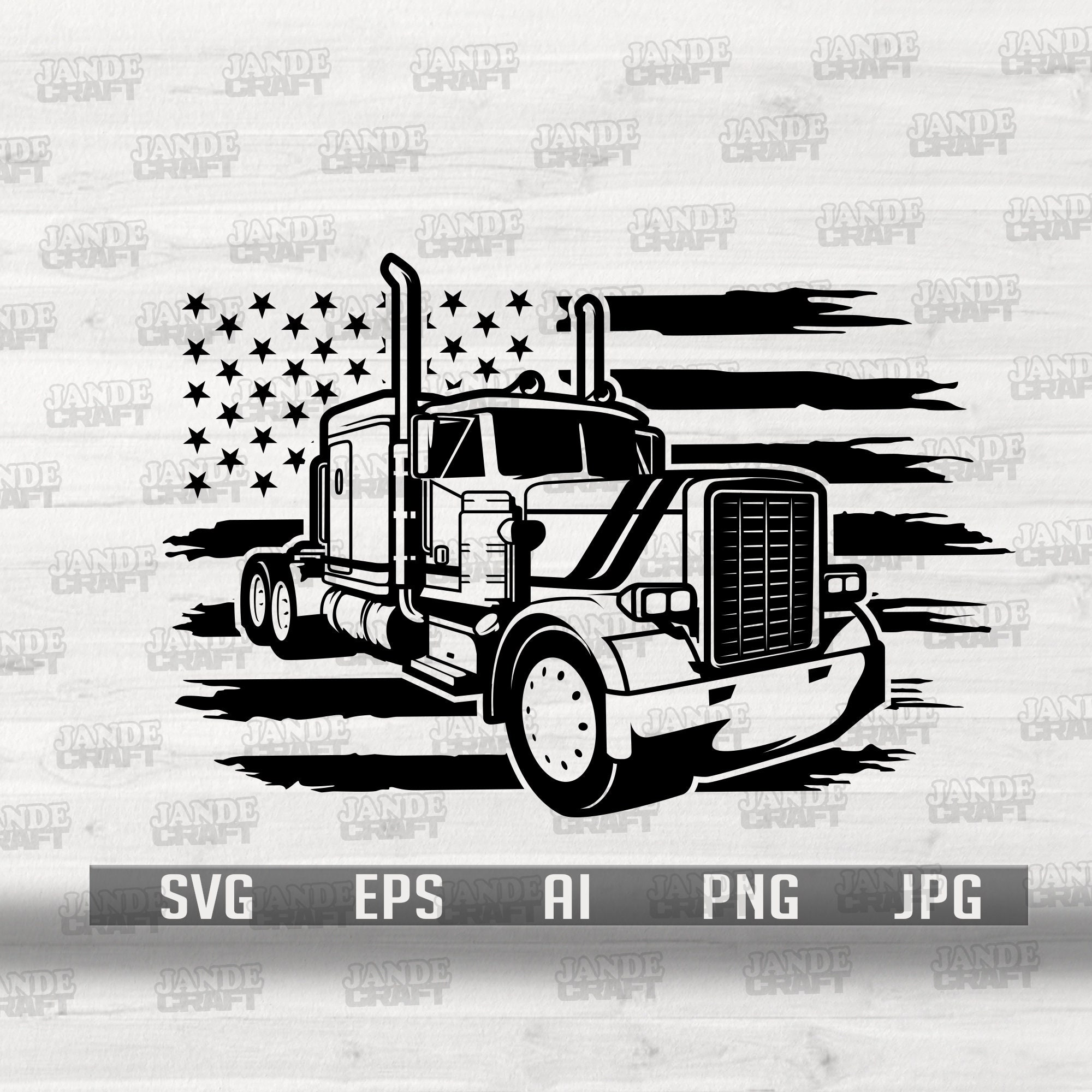 US Semi Truck Svg | US Semi Truck Png | US Truck Svg | Truck Clipart ...