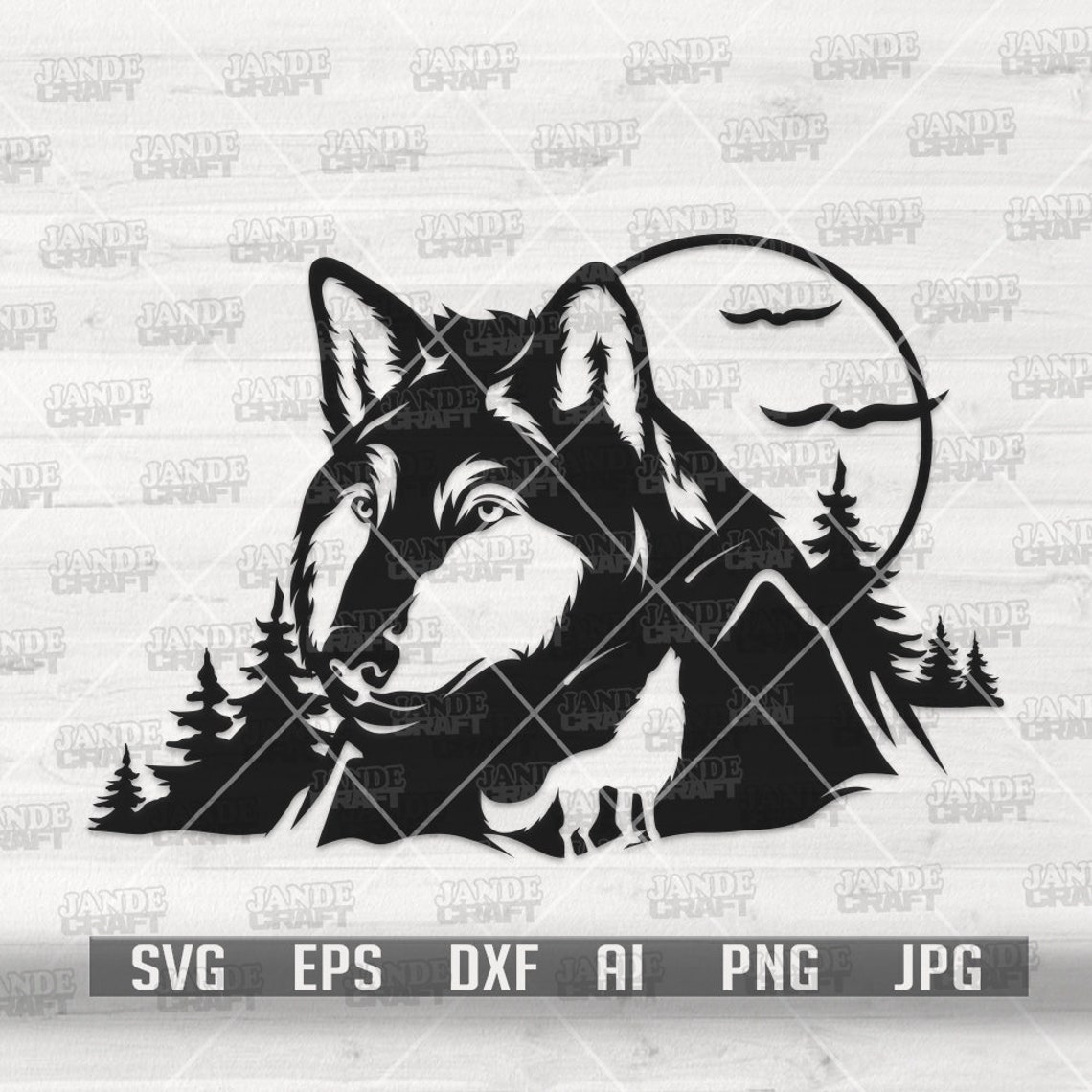 Wolf Outdoor Scene Svg Wolf Clipart Wolf Cutfile Wolf - Etsy