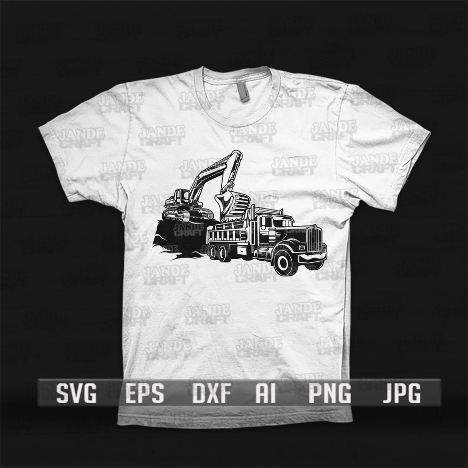 Dump Truck SVG With Track Hoe Cut File Dump Land Clipart - Etsy