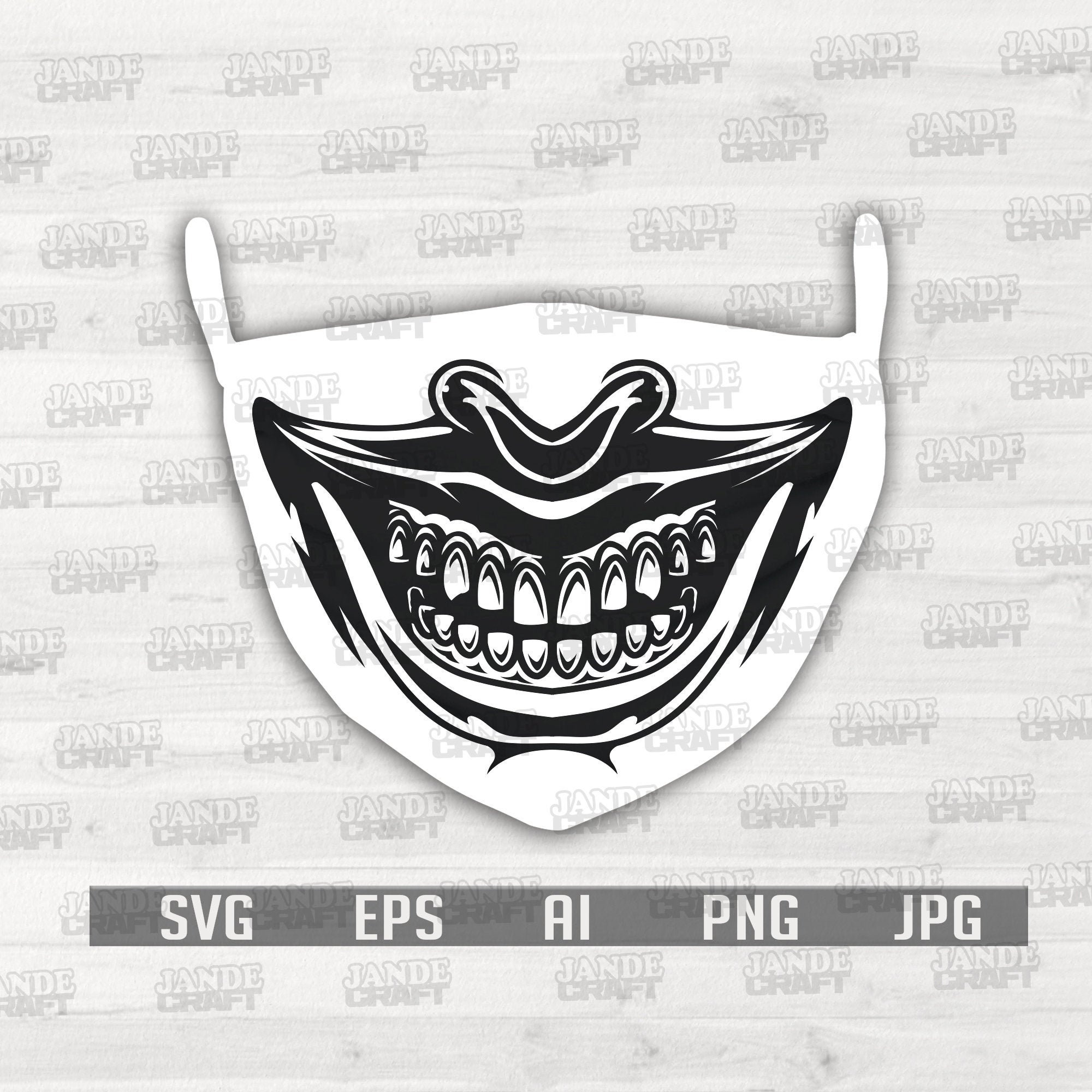 Smile Face Mask Design Svg Joker Smile Svg Face Mask Svg - Etsy
