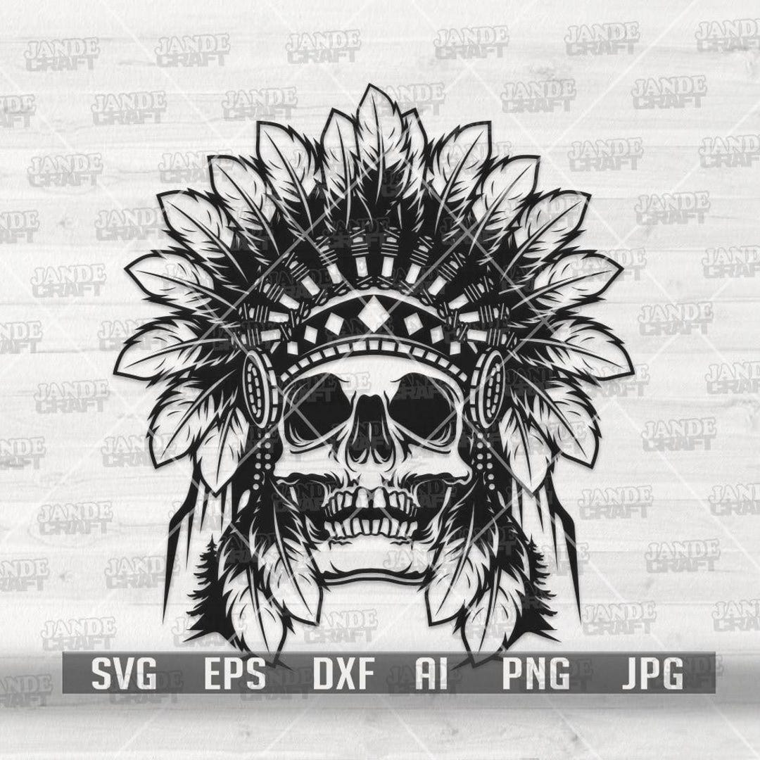 Skull Svg | Indian Skull Svg | Native Tribe Cutfile | Tribute Headdress ...