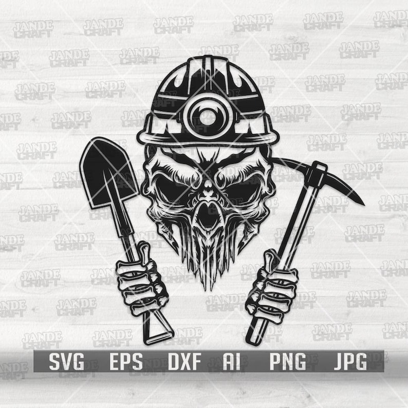 Mining Svg | Mining Skull Svg | Skull Svg | Miner Svg | Pick Axe Svg ...