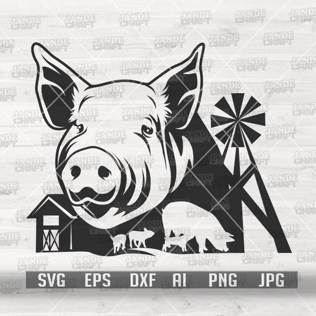 Farm Pig Svg | Pig Clipart | Pig Stencil | Pig Cutfile | Pig Png ...