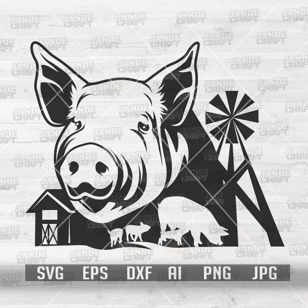 Farm Pig Svg Pig Clipart Pig Stencil Pig Cutfile Pig - Etsy