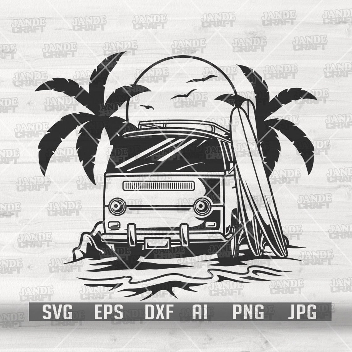 Vintage Surf Van Svg | Beach Vibes Svg | Summer Vibes Svg | Camping Van ...