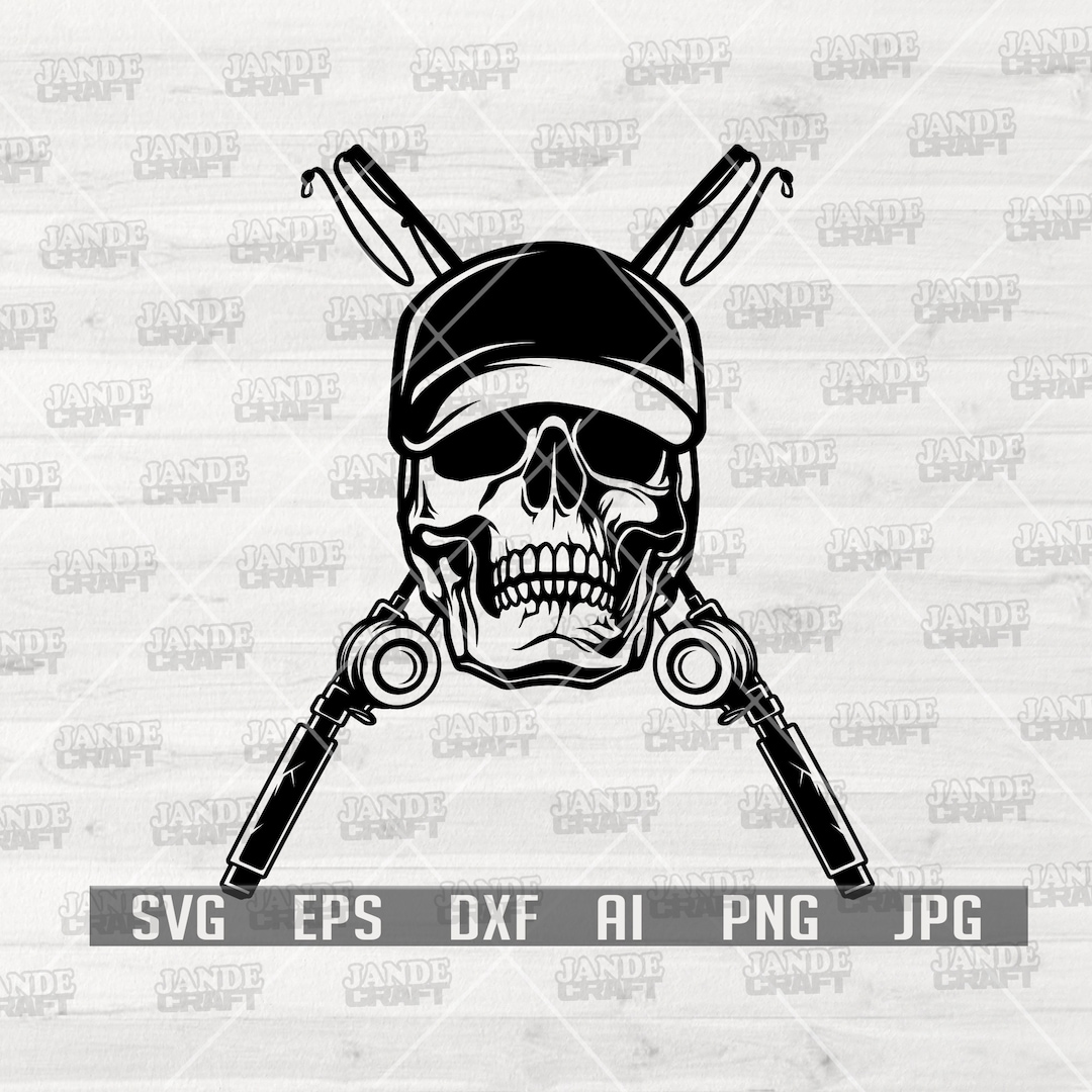 Skull Fishing Svg | Fishing Svg | Angling Svg | Angler Svg | Fishing ...