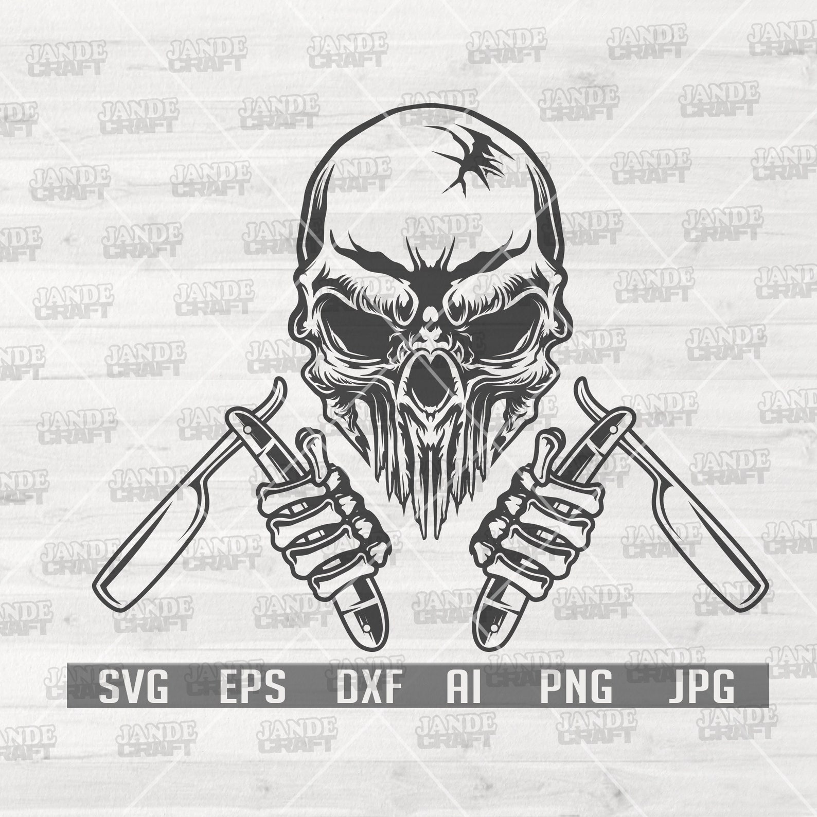 Barber Skull Svg Clipper Stencil Razor Stencil - Etsy