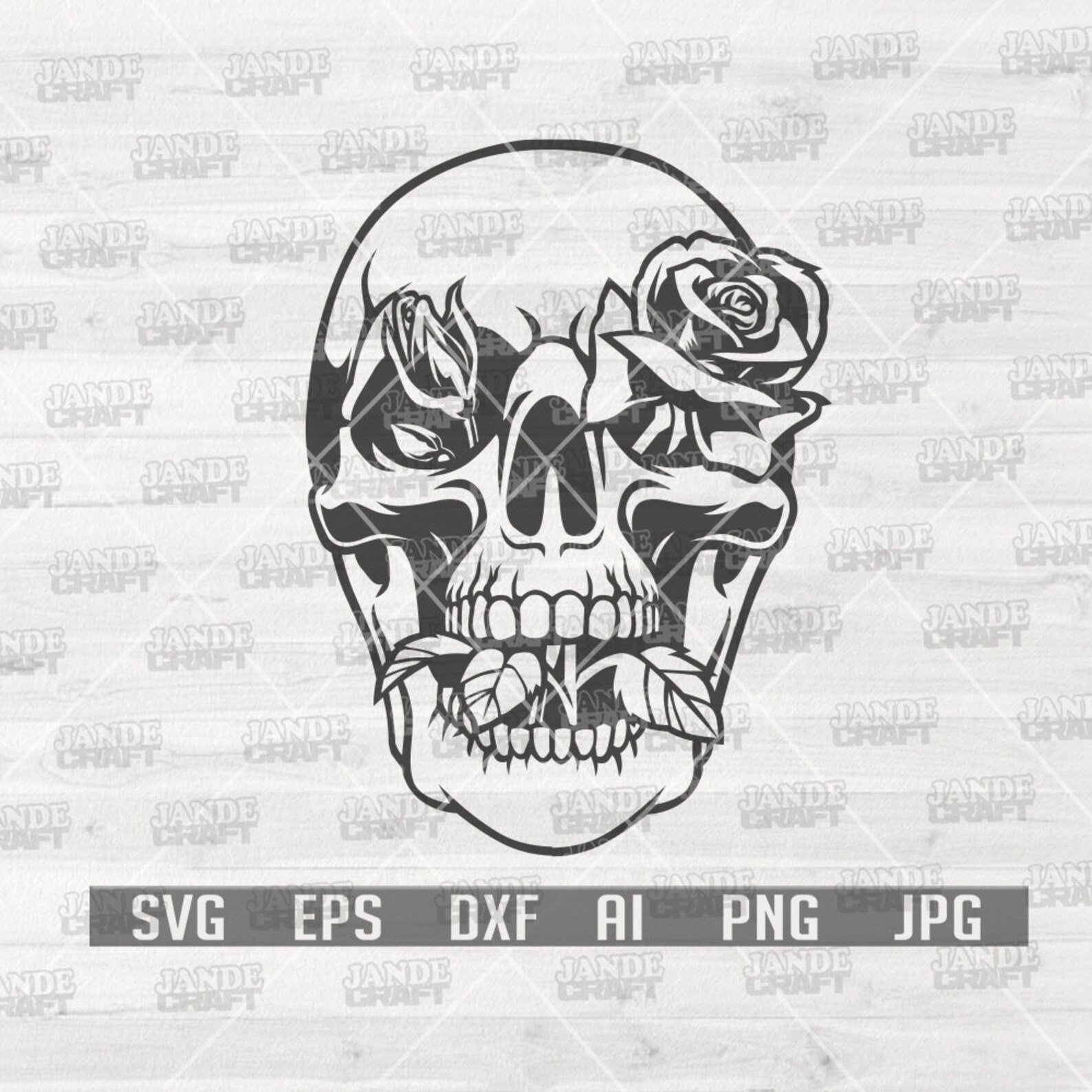 Skull Roses Svg Skull Svg Rose Skull Svg Skull Clipart - Etsy
