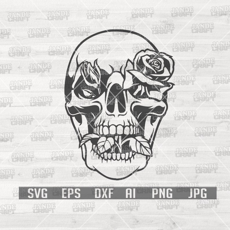 Skull Roses Svg Skull Svg Rose Skull Svg Skull Clipart - Etsy