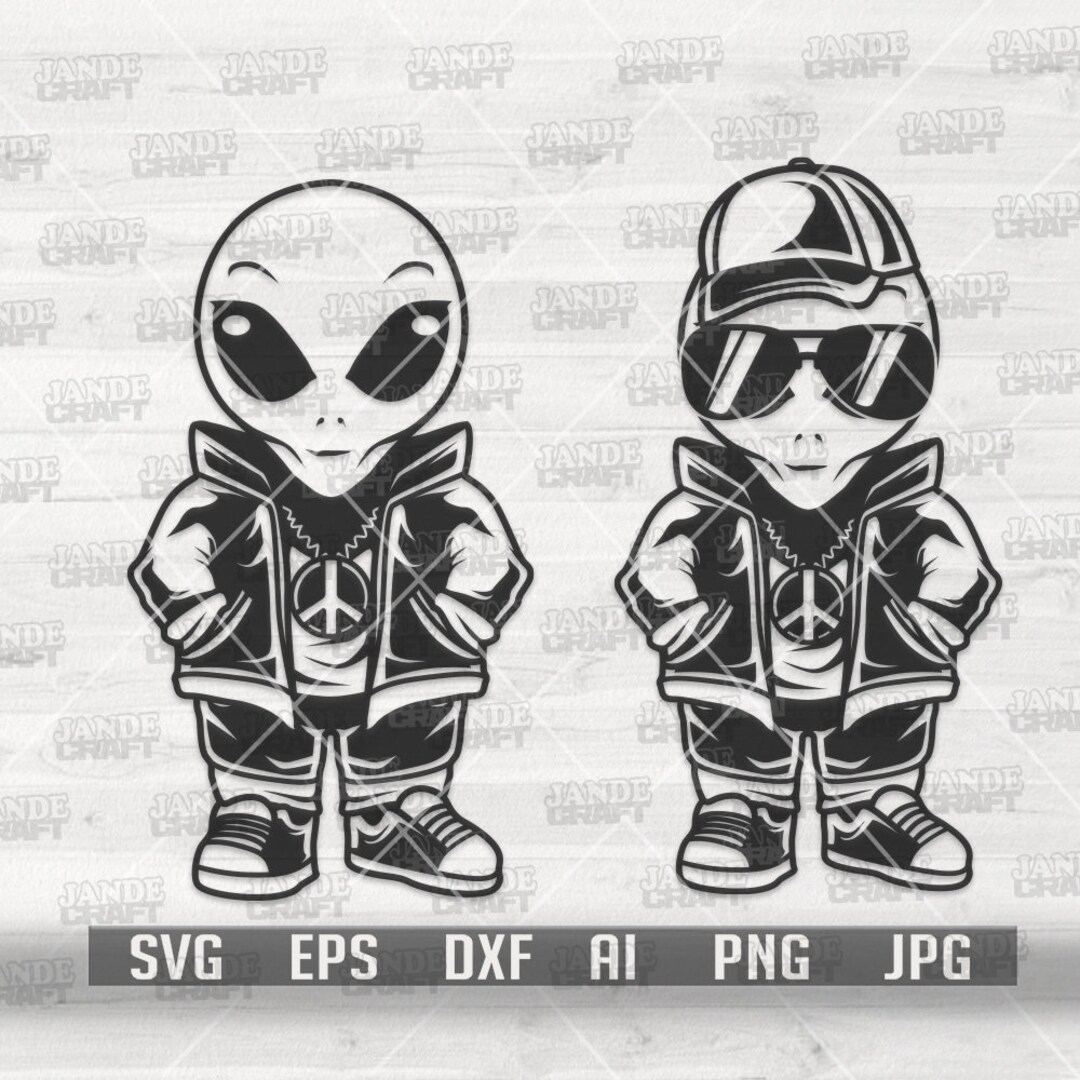 Hipster Alien Svg Hippie Animal Clipart Cute Gangster UFO Cutfile Hip ...