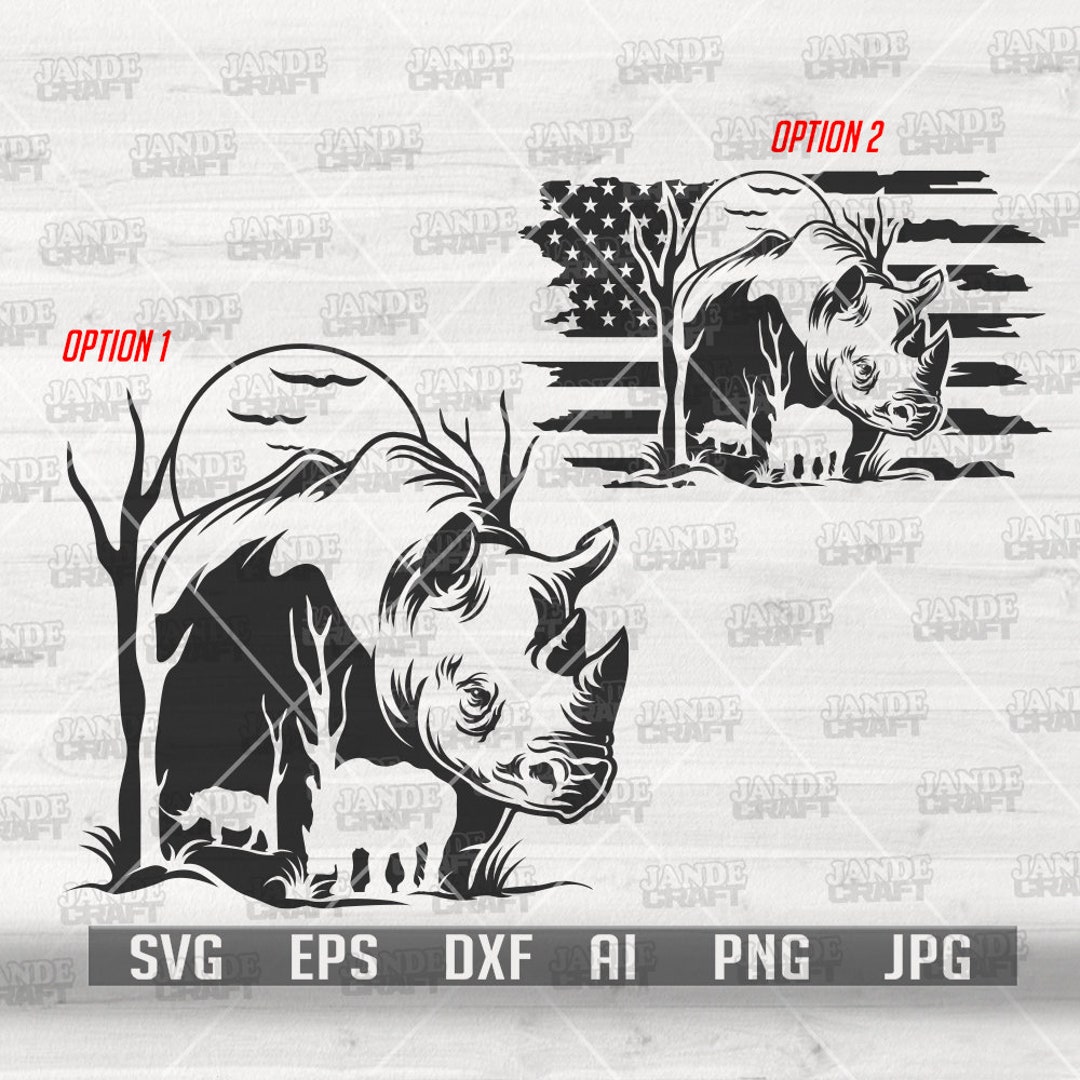 Rhino Scene Svg Rhino Stencil Rhinoceros Svg Rhino Clipart Rhino ...