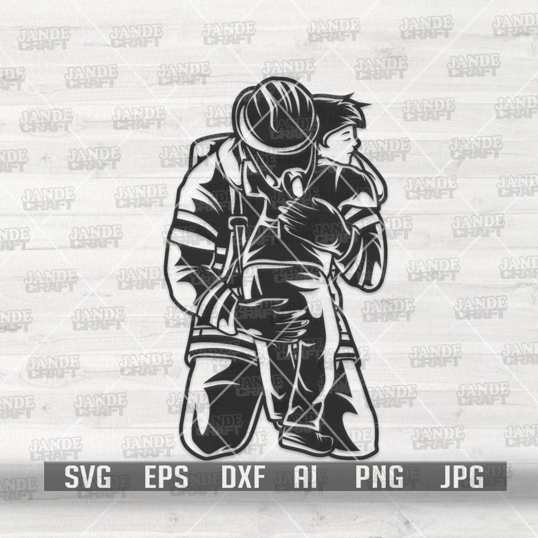 Firefighter Dad and Son Hugging Svg | Father's Day Shirt Png | Fireman ...