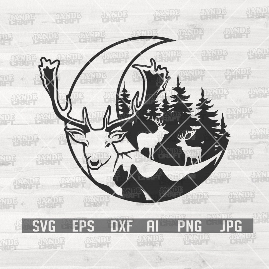 Outdoor Deer Scene Svg | Outdoor Svg | Outdoor Clipart | Deer Svg ...