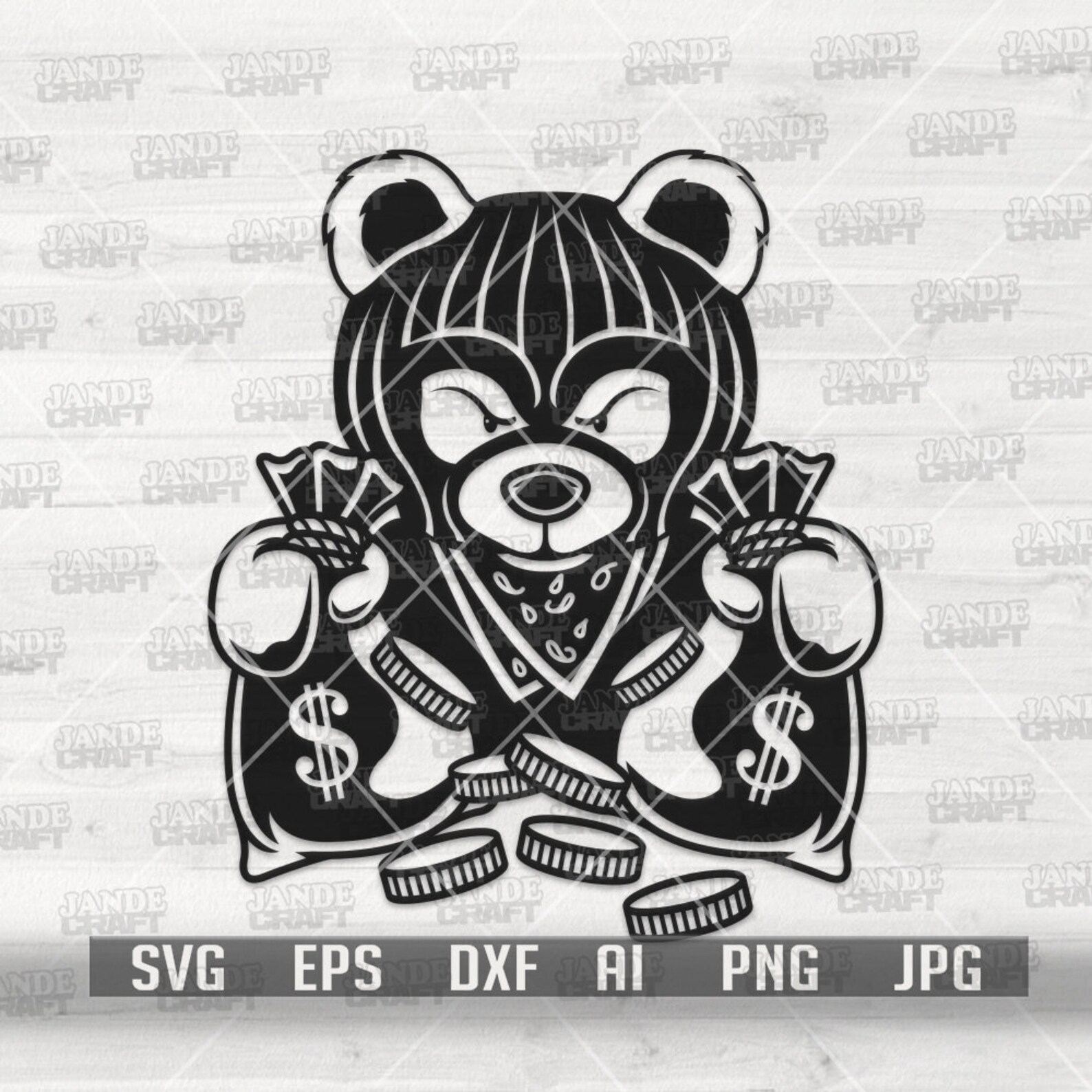 Teddy the Robber Svg Bandit Bear Clipart Teddy Robbing - Etsy