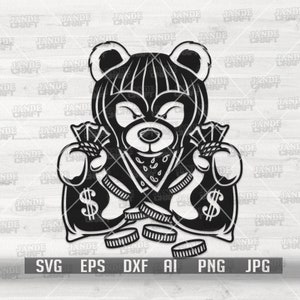 Teddy the Robber Svg | Bandit Bear Clipart | Teddy Robbing Money Bags ...