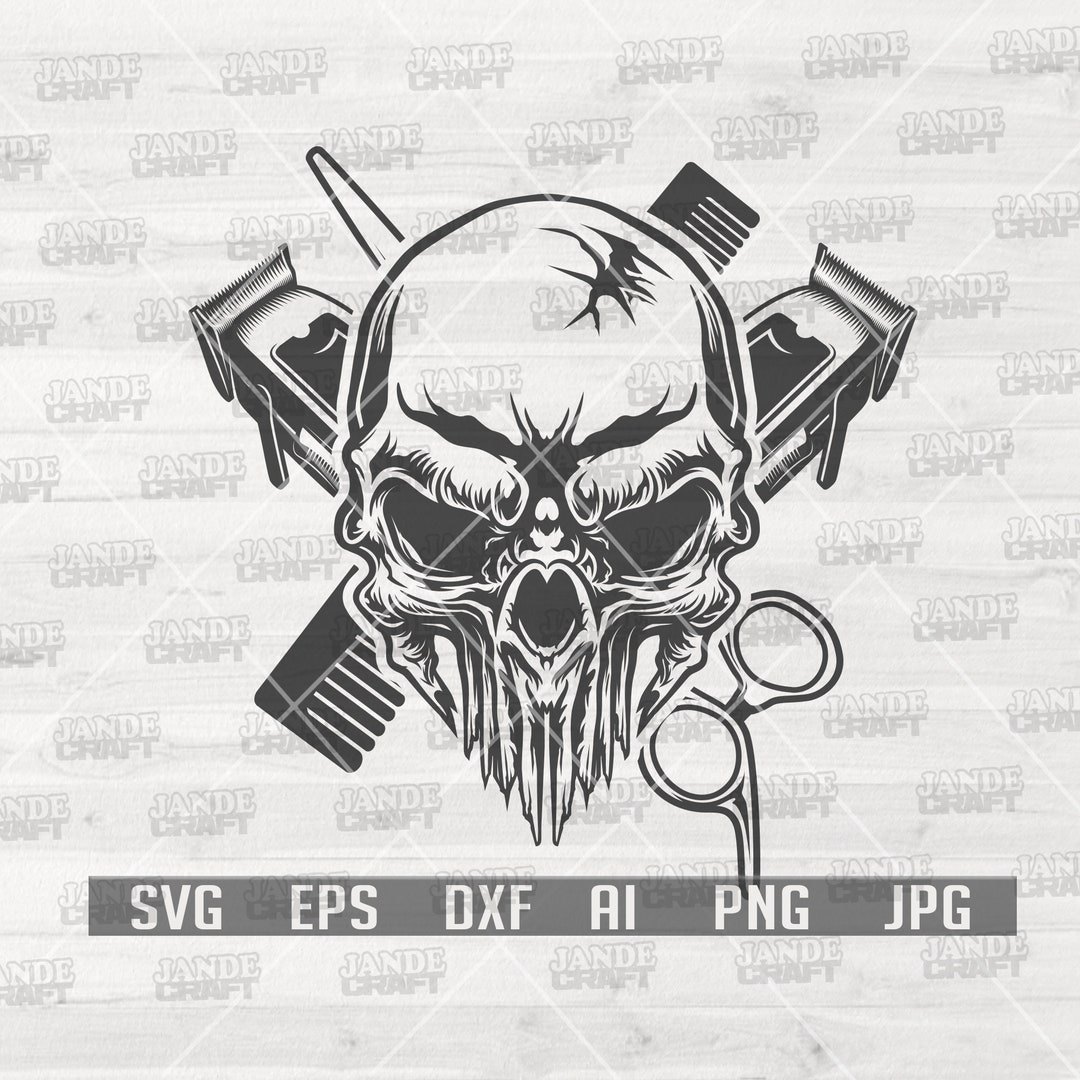 Barbers Skull Svg | Barber Svg | Barber Cut Files | Hair Hustler Svg ...