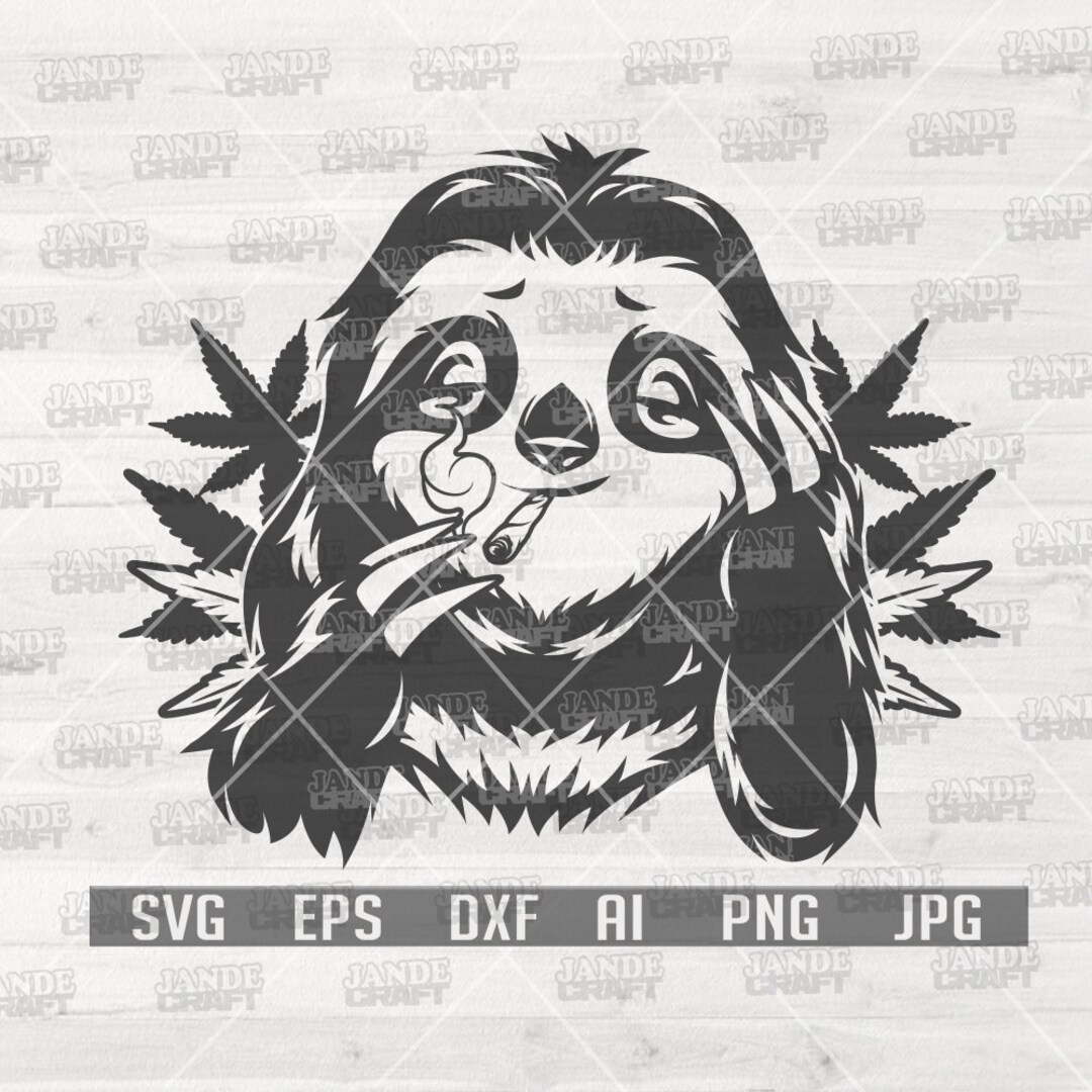 Sloth Smoking Joint Svg | Animal Smoking Joint Svg | Sloth Svg | Weed ...