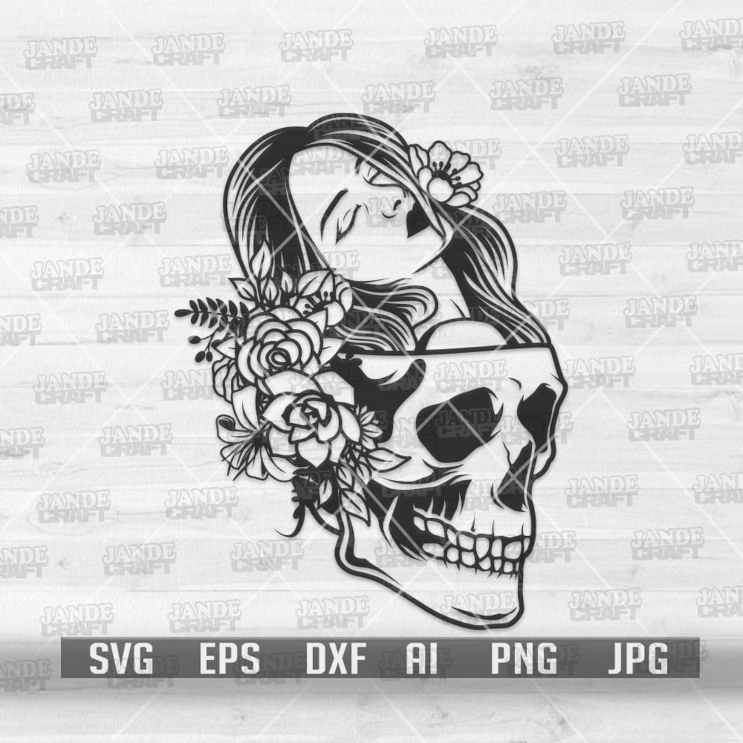 Sexy Girl Skull Florals Svg Sugar City Clipart Gothic Lady Cutfile Goth Woman Shirt Png Dead