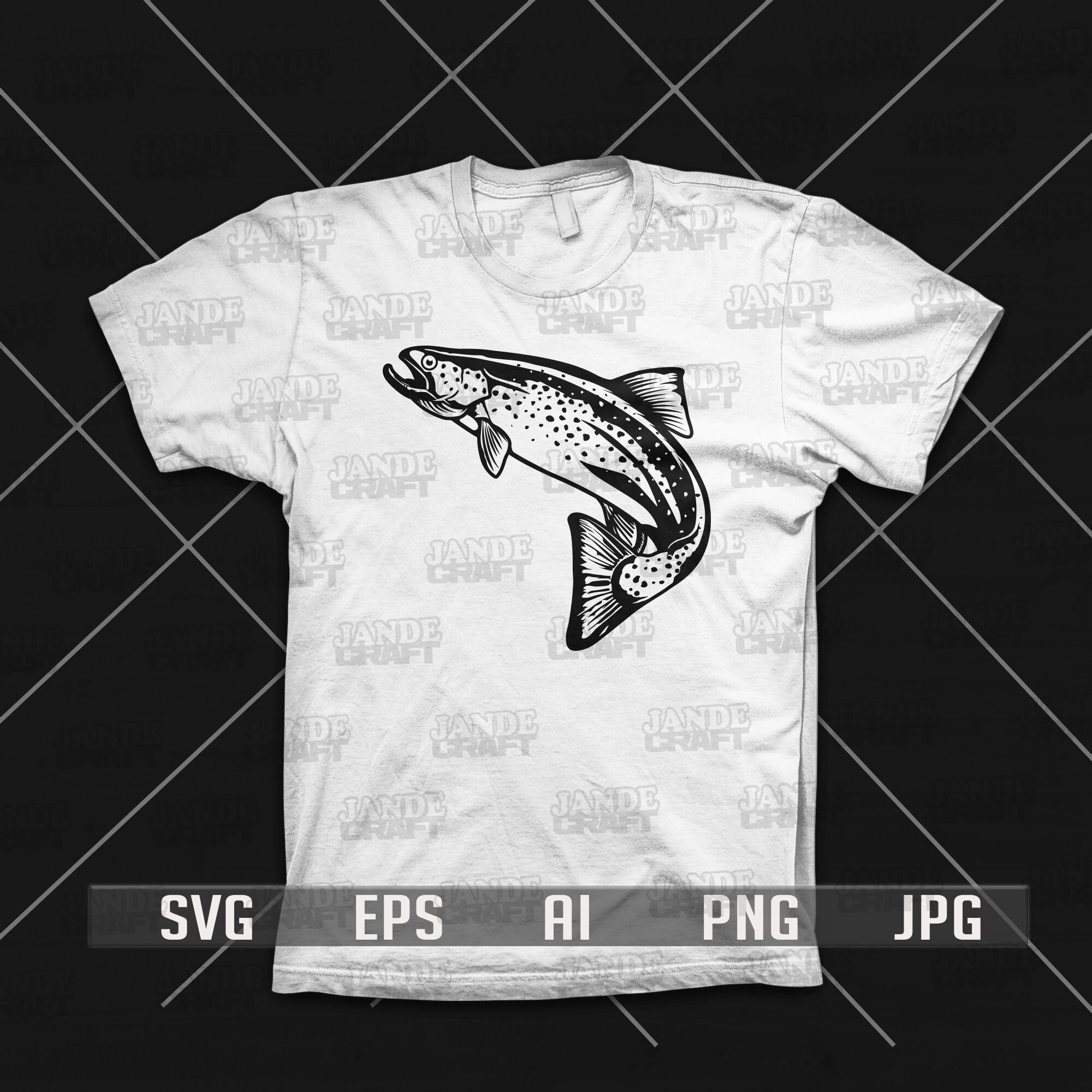 Trout Fish Svg Fresh Water Fishing Clipart Lake Angling | Etsy