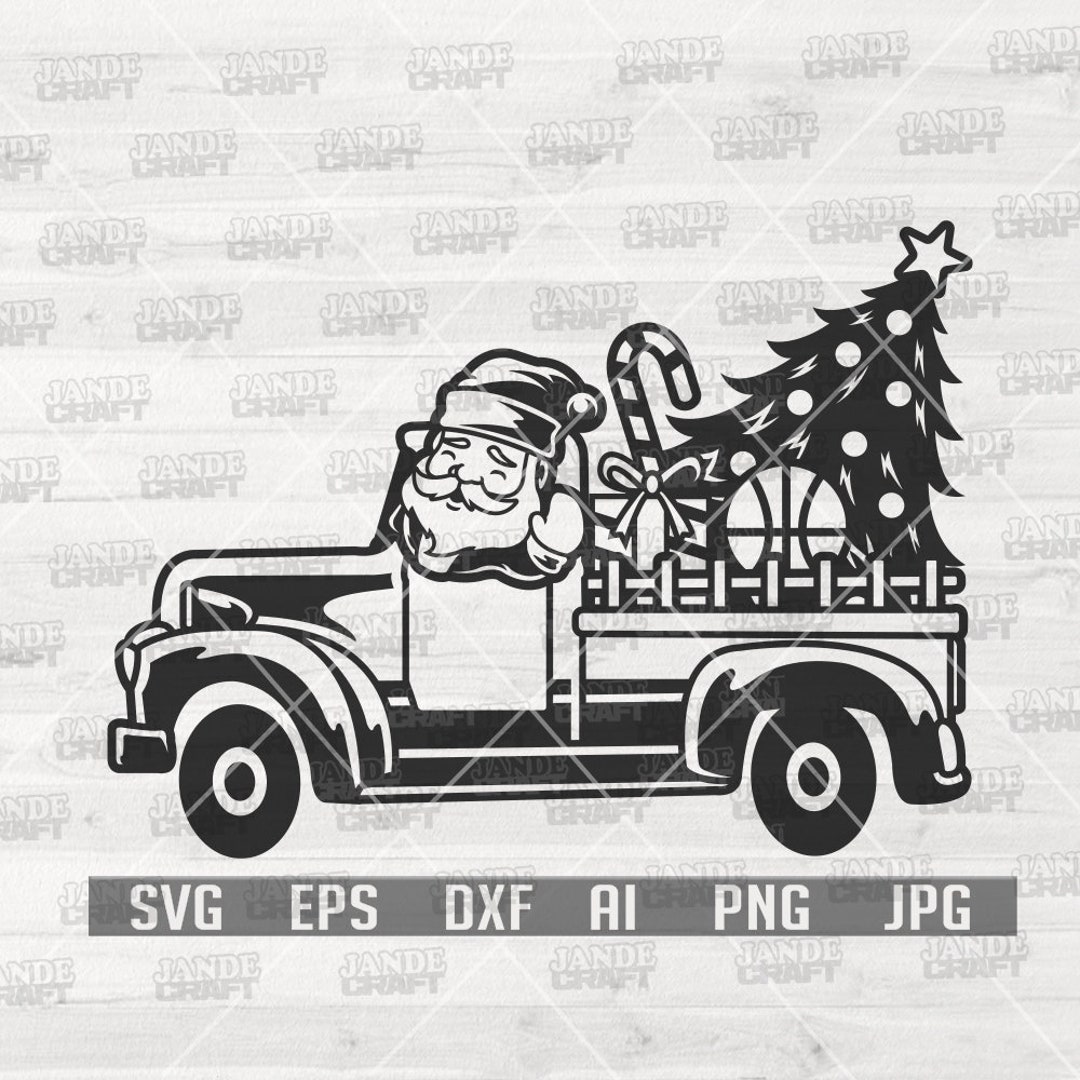 Santa on Truck Svg Christmas Svg Santa Claus Svg Santa Clipart Santa ...