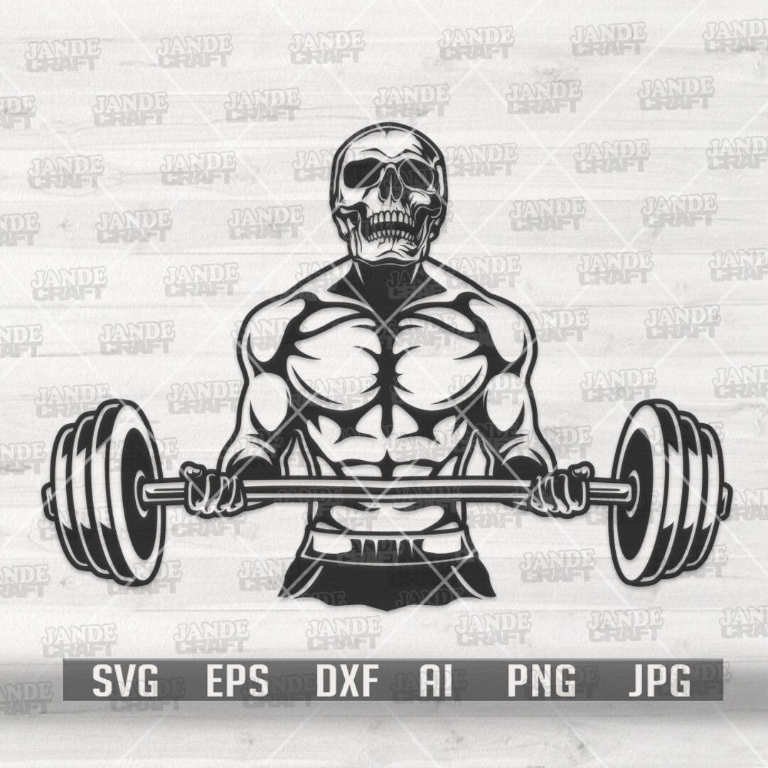 Body Builder Skull Svg | Fitness Physique Clipart | Gym Coach Cutfile ...